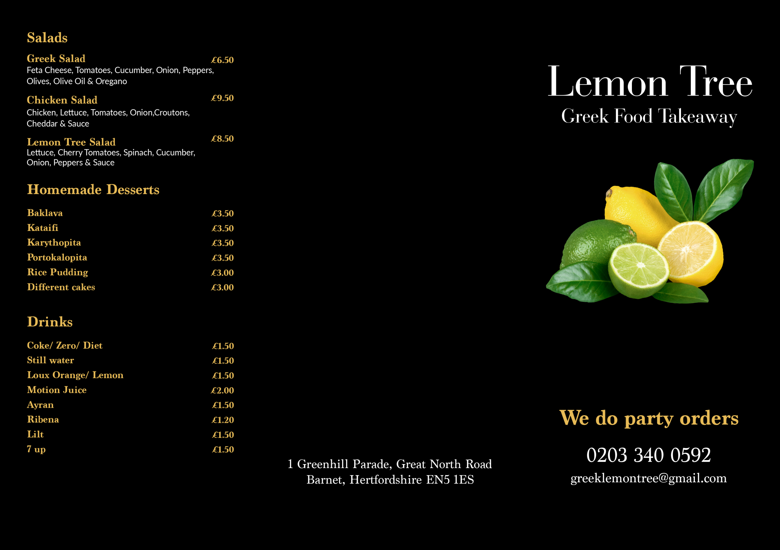 Menu - Lemon Tree